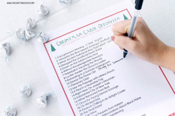 Christmas Carol Opposites Game