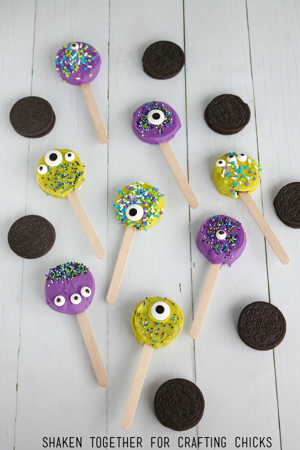 Monster Face Oreo Pops for Halloween
