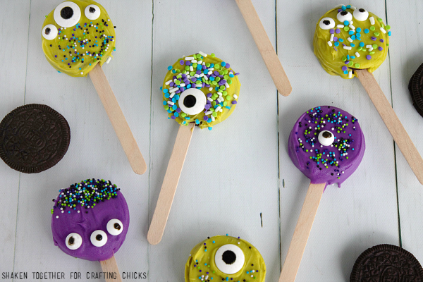 Monster Face Oreo Pops for Halloween