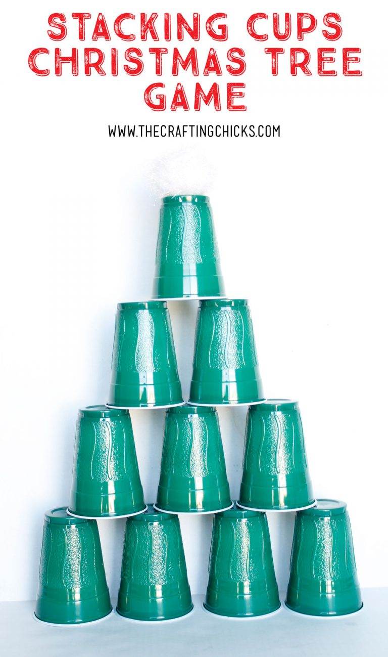 Stacking Cups Christmas Tree Game For Kids - The Crafting Chicks