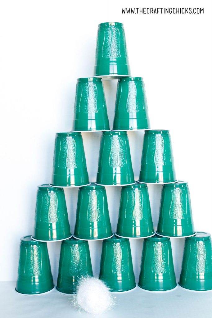 Stacking Cups Christmas Tree Game For Kids - The Crafting Chicks