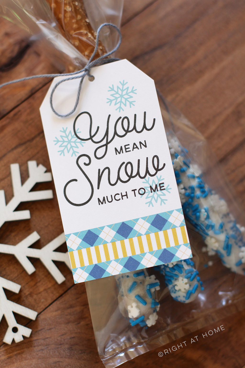 Printable Snowflake Tags + Dipped Pretzels - The Crafting Chicks