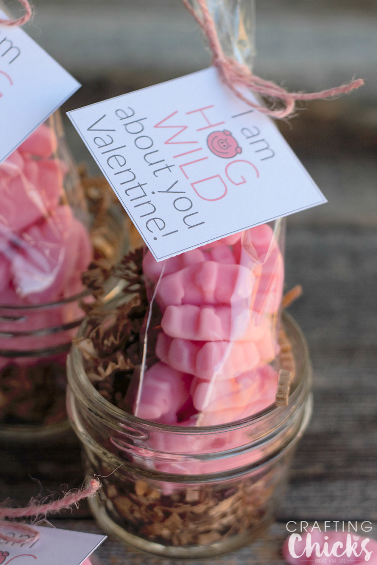 I Am Hog Wild About You Valentines & Printable Tags - The Crafting Chicks