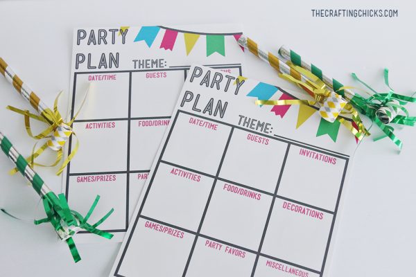 Party Plan Printable - The Crafting Chicks