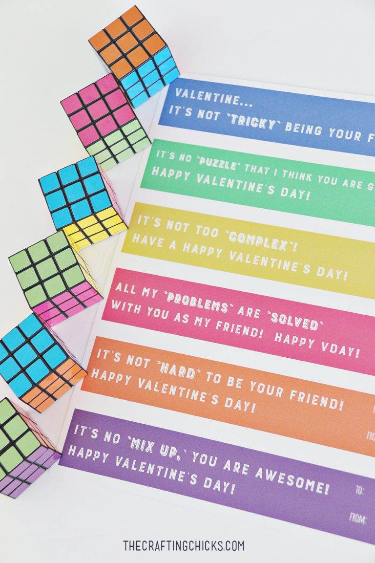 Rubik’s Cube Valentine Printables – Free Classroom Valentine Idea for ...