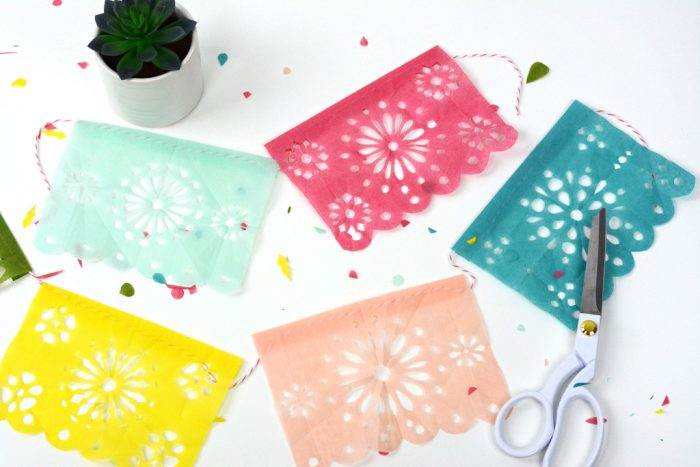 DIY Cinco De Mayo Fiesta Banner - Papel Picado - The Crafting Chicks