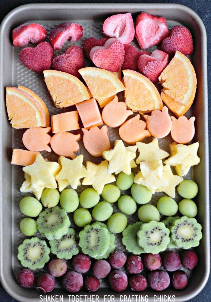 Refreshing Rainbow Fruit Water with Frozen Fruit