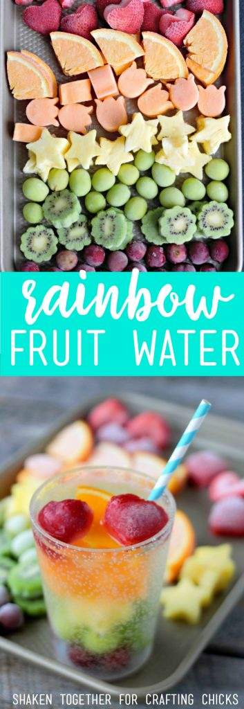 Refreshing Rainbow Fruit Water with Frozen Fruit