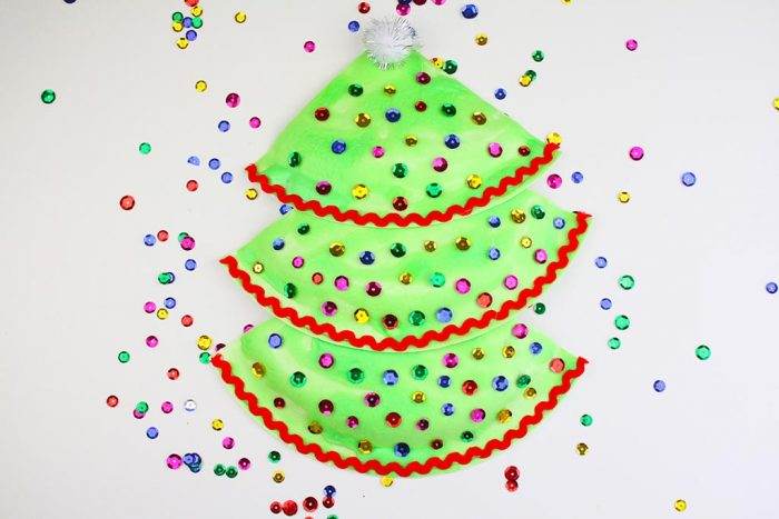 Puffy Paint Paper Plate Christmas Tree Craft- The Crafting Chicks