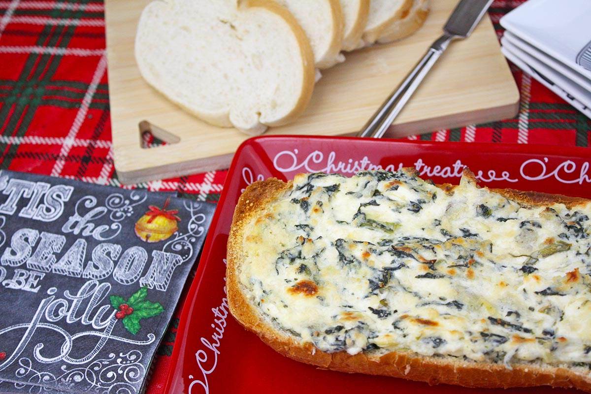 Spinach Artichoke Dip Stuffed Bread Appetizer- The Crafting Chicks
