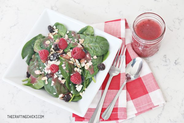 Raspberry Spinach Salad with Raspberry Vinaigrette - The Crafting Chicks