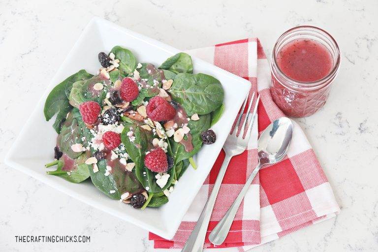 Raspberry Spinach Salad with Raspberry Vinaigrette - The Crafting Chicks