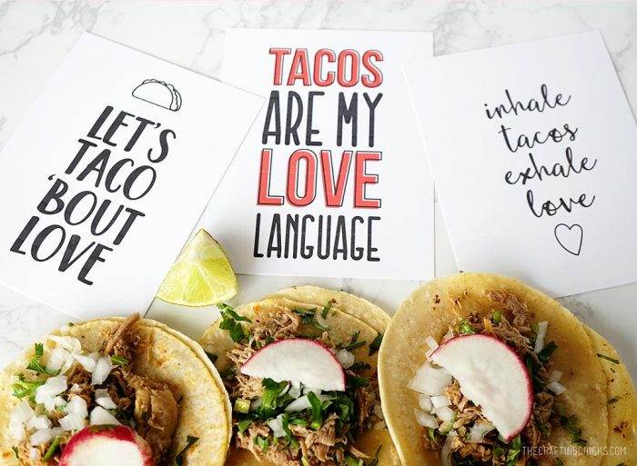 Taco Love Printable Cards - The Crafting Chicks