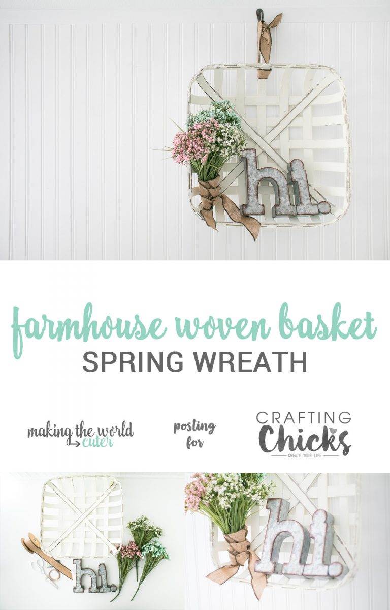 Farmhouse Woven Basket Spring Wreath - The Crafting Chicks