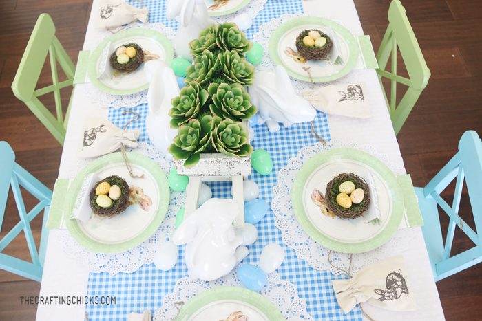 Blue and Green Easter Kid Table - The Crafting Chicks
