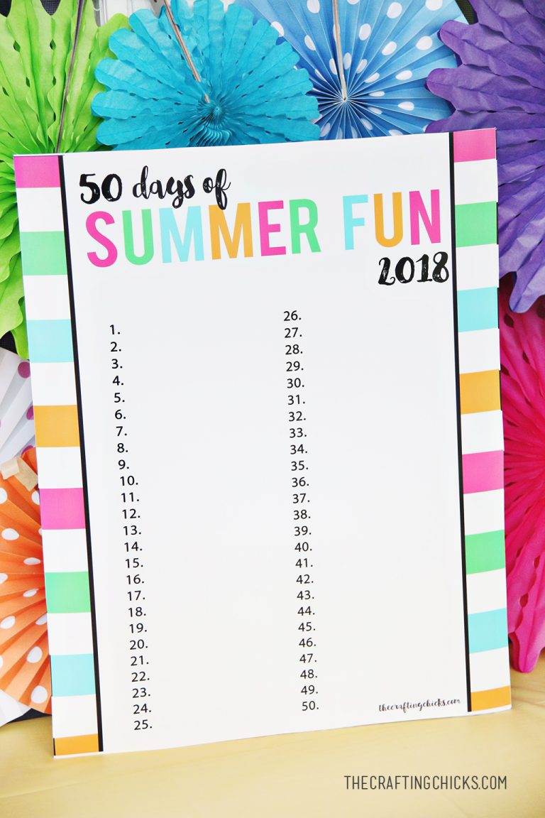 Summer Fun Chart Free Printable - The Crafting Chicks