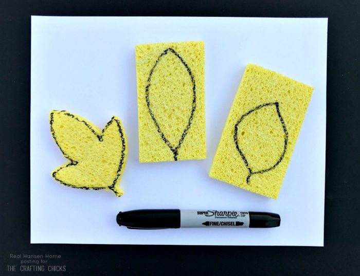 Fall Leaf Sponge Stamp Kids Craft - The Crafting Chicks