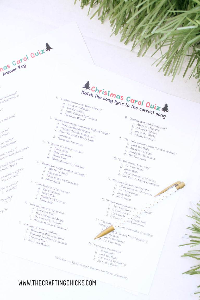 Free Printable Christmas Carol Quiz Game - The Crafting Chicks