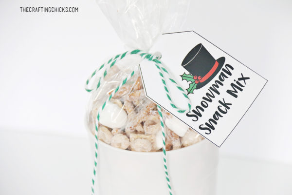Snowman Snack Mix and Free Gift Tag - The Crafting Chicks