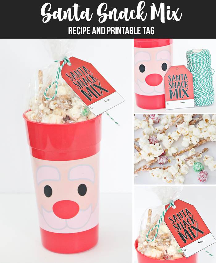 Santa Popcorn Snack Mix with Free Printable Tag - The Crafting Chicks