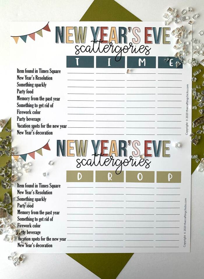 New Year's Eve Scattergories Printable Game - The Crafting Chicks