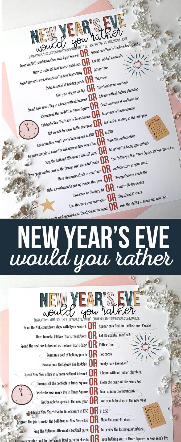 New Year's Eve Would You Rather Printable Game - The Crafting Chicks