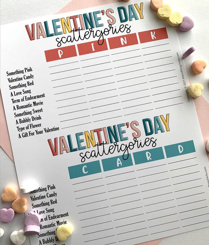 Valentine's Day Scattergories Printable Game - The Crafting Chicks