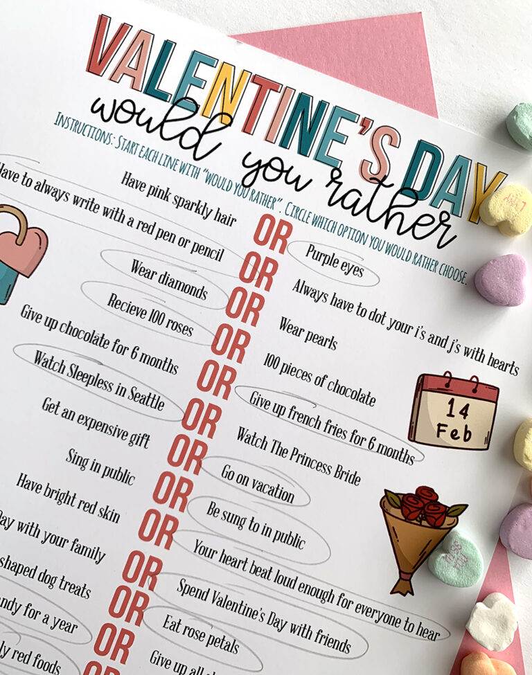 Valentine’s Day Would You Rather Printable – A Fun Activity for Kids ...