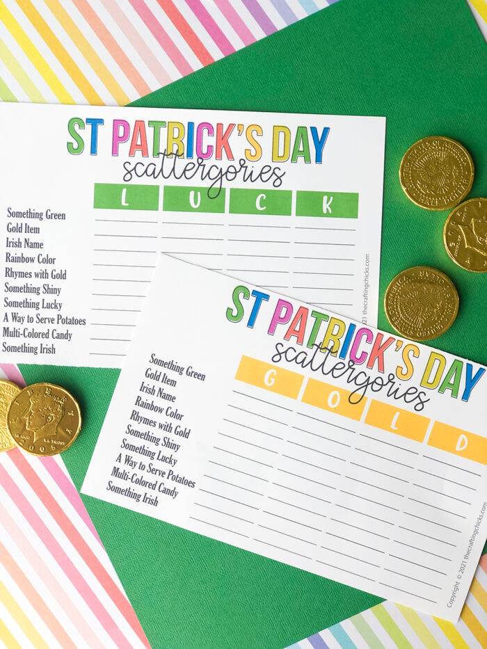 St. Patrick's Day Scattergories Printable Game - The Crafting Chicks