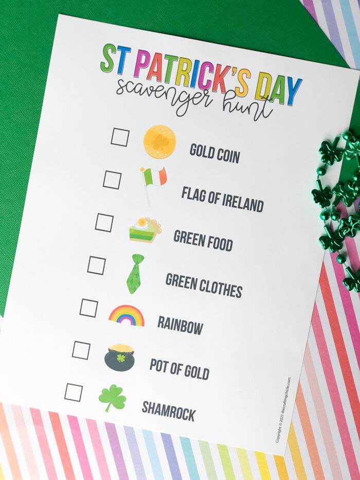 St. Patrick's Day Scavenger Hunt Printable - The Crafting Chicks