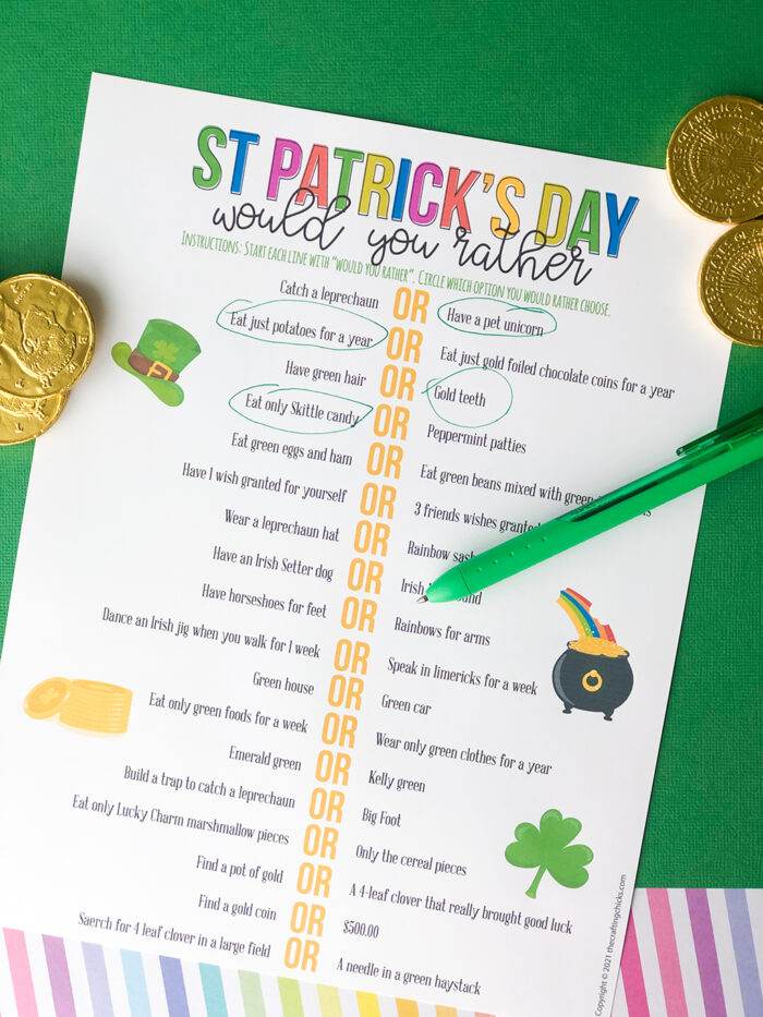 St. Patrick's Day Would You Rather - The Crafting Chicks