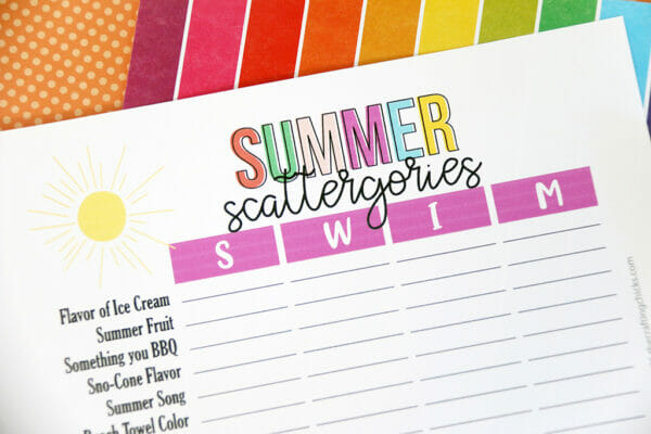 Summer Scattergories Printable Game - The Crafting Chicks