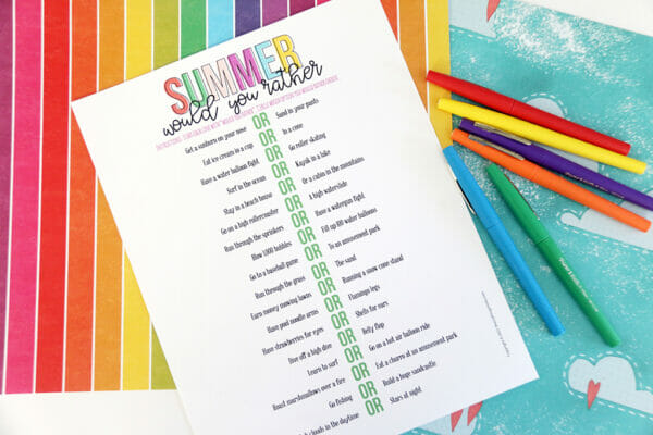 Summer Would You Rather Printable Game - The Crafting Chicks
