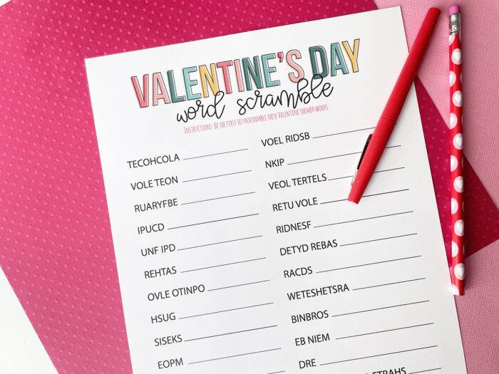 Free Printable Valentine’s Day Word Scramble Game – A Fun Activity for ...