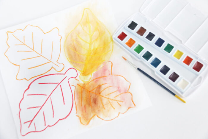 Crayon Resist Leaf Art for Kids - The Crafting Chicks